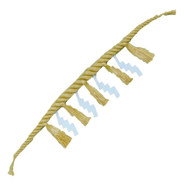 寸法　直径 5.5cm/長さ 150cm前垂数 5垂/長さ 約21cm素材 化学繊維色 麻色付属品 取付用金具3点/取付用紐3本紙垂/4枚（化繊製）商品説明直射日光を受けない室内では10年以上も使用可能です。屋外の鳥居等の場合、3年目から色...