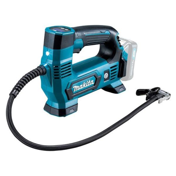 マキタ　10.8V　充電式空気入れ　MP100DZ　本体のみ(バッテリ・充電器・ケース別売)※本体のみ/バッテリ・充電器別売■　10.8Vスライドバッテリで空気入れ楽々■　色々なバルブに対応するアダプタ　　・米式チャック・英式バルブ用アダプ...