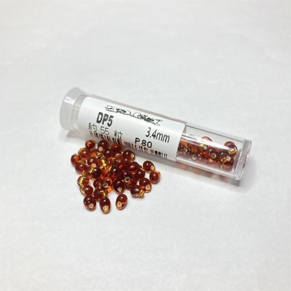 カラー番号：DP5カラー名：ライトブラウン銀引素材：ガラス加工の種類：スキ、ツヤ有り、シルバーサイズ：3.4mm　DP内容量：約55粒（ケースビーズ約3g）ドロップビーズ MIYUKIドロップビーズ ビーズアクセサリー材料 雫型ビーズ しず...