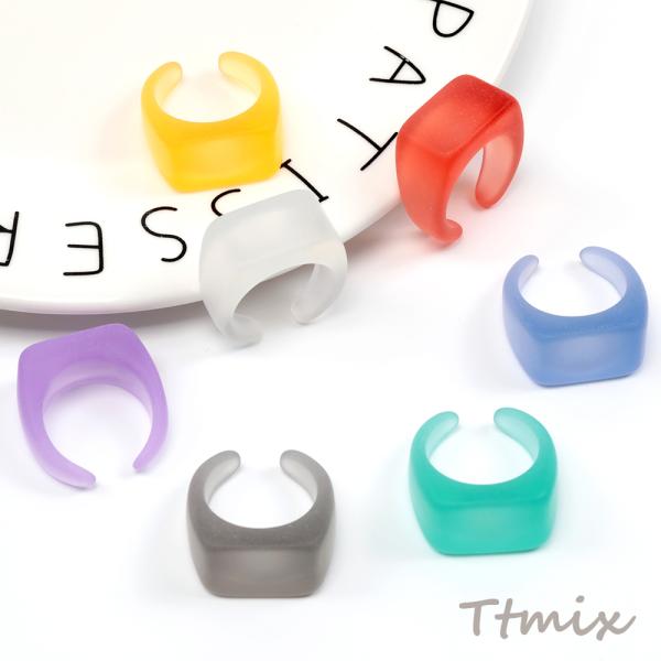サイズ：13号内径約17mm(幅約12mm)  入数：2ヶ/パック 素材：樹脂製 重さ：約5.2g/パックファッションリング つや消し オープンリング 指輪 樹脂製 手芸用品 手芸材料 アクセサリーパーツ ハンドメイド資材