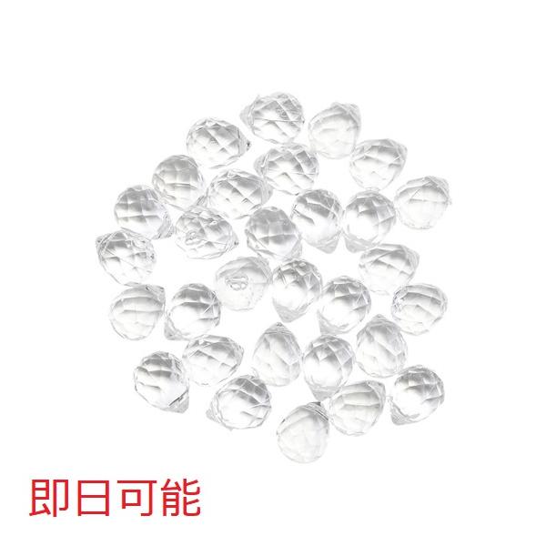 サイズ：約8×10mm 入数：10g/パック 素材：アクリル製 重さ：約10g/パックアクリルビーズ 立体しずく形 多面カット クリア 穴あり しずくチャーム 雑貨 ファッション ピアス イヤリング ブレスレット ネックレス ペンダント キ...