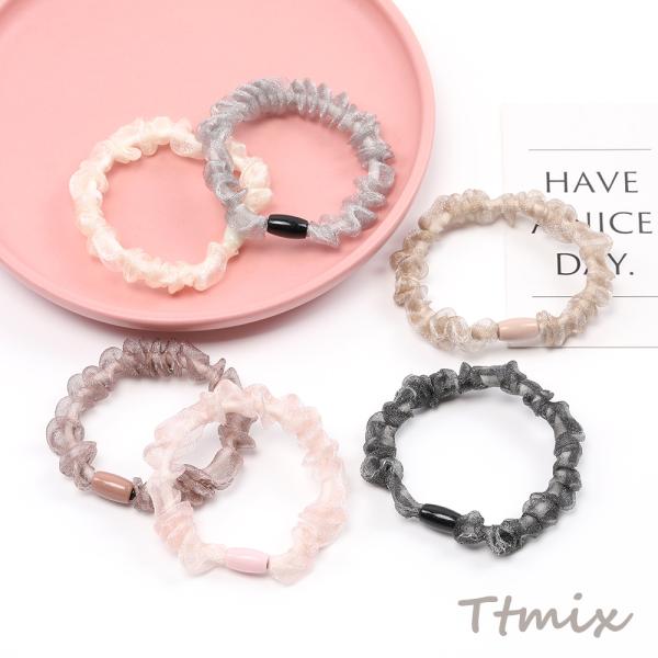 サイズ：写真参考 入数：6ヶ/パック 素材：ポリエステル 重さ：約10.2g/パックシュシュ ヘアゴム ヘアアクセサリー デイリーシュシュ カジュアルシュシュ レディースシュシュ