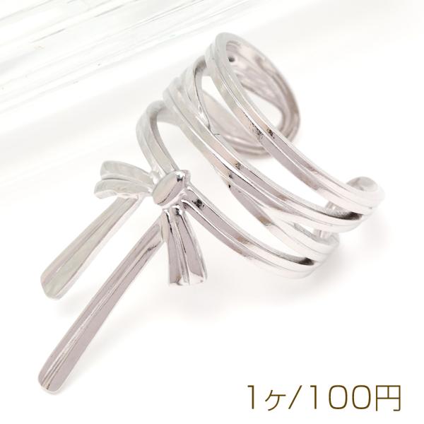 サイズ：18号内径約18.7mm(幅約33mm) 入数：1ヶ/パック 素材：ステンレス製 重さ：約4.5g/パックステンレスデザインリング SUS304 高品質 三連 リボン 太め オープンリング 雑貨 リング デート パーティ プレゼント...