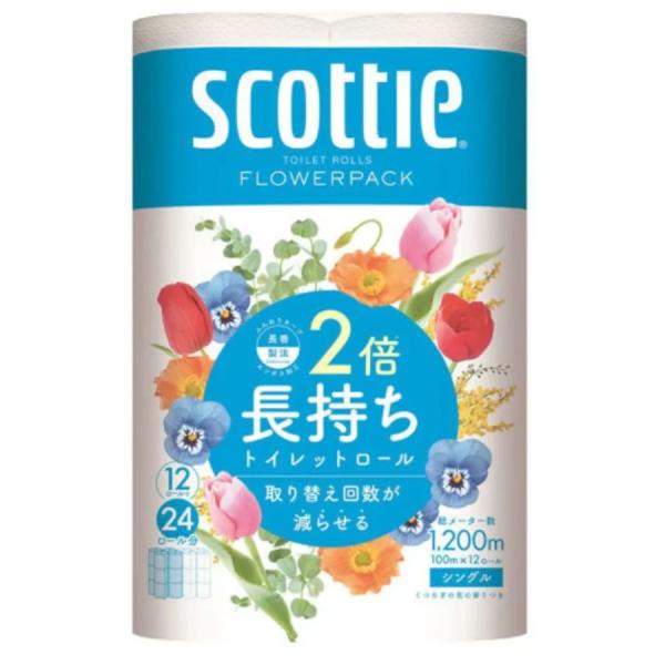 【スコッティ フラワーパック 2倍巻き】通常の2倍長持ちし、省スペースで保管できるトイレットペーパーです。●12ロールで24ロール分たっぷり長持ち2倍の長さがあるため面倒な交換の手間を大幅に軽減。収納スペースもすっきり省スペース化できます。...