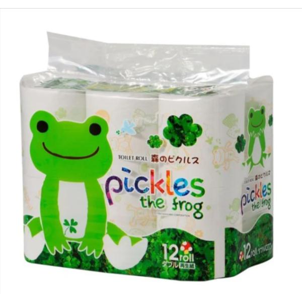 【森のピクルス ダブル】「かえるのピクルス」のプリント柄が可愛いトイレットペーパーです。●ピクルスの柄が空間を華やかに愛らしいキャラクターのプリントがトイレを明るく彩ります。香りを邪魔しない無香料タイプで、香りに敏感な方にも安心です。●環境...