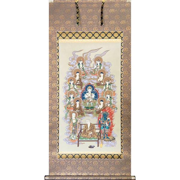 ★無料サービス★風鎮プレゼントまたは、水引ラッピング、または名前等を桐箱のフタ裏へ筆耕致します（毛筆手書き）ご希望の場合は備考欄にご記入ください。十三佛とは初七日〜三十三回忌までを司る仏様です。 法要、ご命日、祭礼などに掛けられます。国内表...