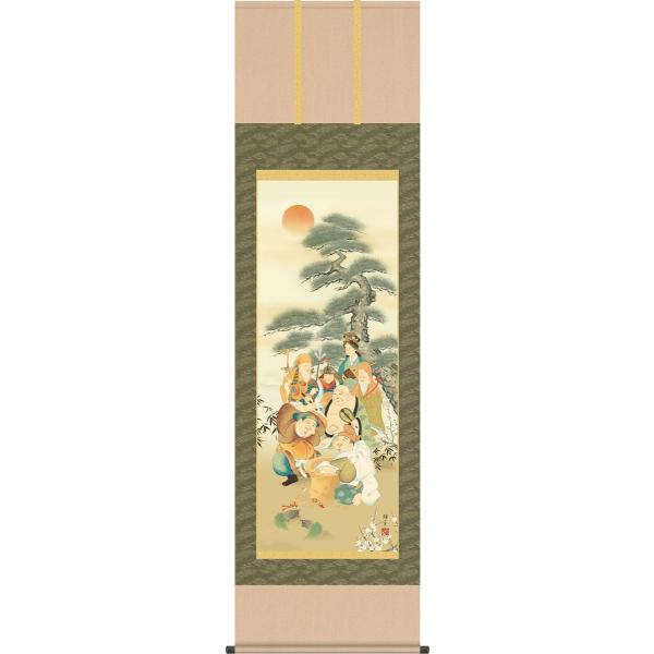 ★無料サービス★風鎮プレゼントまたは、水引ラッピング、または名前等を桐箱のフタ裏へ筆耕致します（毛筆手書き）ご希望の場合は備考欄にご記入ください。寿の文字を象った長寿松のもと、大いなる福徳を授けてくださる七福神が貴家に集う、限りない福寿が溢...