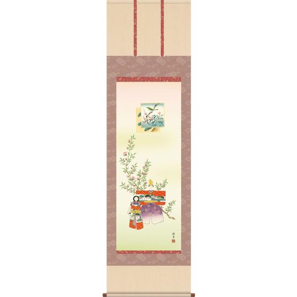 ★無料サービス★風鎮プレゼントまたは、水引ラッピング、または名前等を桐箱のフタ裏へ筆耕致します（毛筆手書き）ご希望の場合は備考欄にご記入ください。柔和な表情と愛らしい色づかいが魅力の雛図。春にふさわしい優しい趣が一層の華を添える、女子一生の...