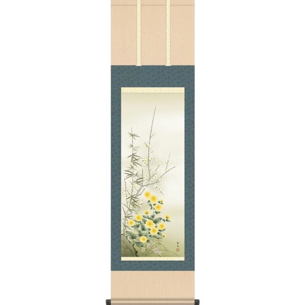 ★無料サービス★風鎮プレゼントまたは、贈答用の水引掛けを無料でお書きさせていただきます。ご希望の場合は備考欄にご記入ください。咲き競うように艷やかな四季の吉祥花たちを一堂に描く。四季を通じて飾っていただける人気の構図が典雅な趣を醸し出してく...