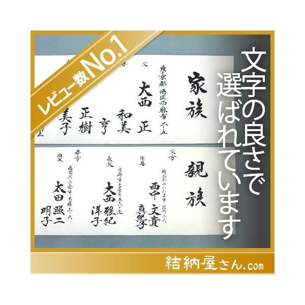 【筆耕サービス】家族書、親族書は、結婚に際して当人の家族と親族をそれぞれ紹介する意味で、奉書にしたためて両家で交換します。