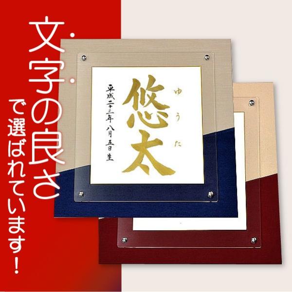 【送料・代引手数料無料】一生付き合う大切なお名前をいつまでも大切に飾っておけるよう保存性の高い色紙とセットで豪華な額をご用意いたしました♪ 色紙額は赤・青の2種類から、名前は金文字のタイプ（D）、名前が金文字、『命名』が黒文字のタイプ（E）...