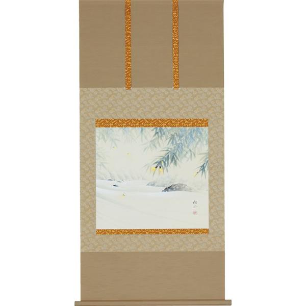 ★無料サービス★水引ラッピング、または名前等を桐箱のフタ裏へ筆耕致します（毛筆手書き）夏のひとときだけ穏やかな明かりを灯す蛍。闇夜を照らすその光に日本人は昔から魅せられていました。国内表装・肉筆画。