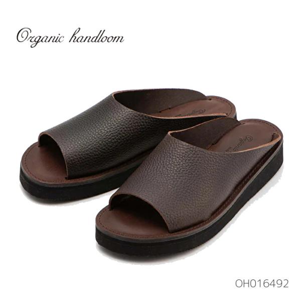 【RICHT】シンプルなスライドサンダル。甲を包み込むようなアッパーとちょっとした厚底のソールがポイントです。■MATERIAL　素材・環境への配慮Organic handloomで使用しているレザーは食肉の副産物である原皮を使用しています...