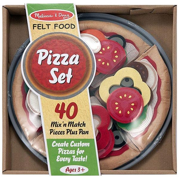 商品名：フェルトピザセットメーカー：メリッサ＆ダグ(Melissa＆Doug)/アメリカ製造：中国セット内容：フェルト製食材40ピースパッケージサイズ：28.6×28.6×2.8cm10インチピザ(直径25cm)にハムやチーズなど、40ピー...