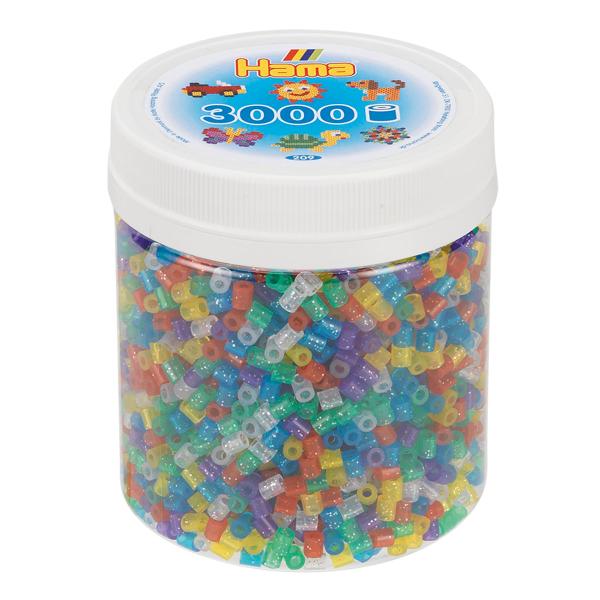 ハマビーズ ボトル 3000pcs mixラメ6色/ボーネルンド マルタハニング (malte haaning) /MH209-54/今日はハマビーズで何つくる？クリアなカラーに光沢のラメ6色（レッド・イエロー・ブルー・グリーン・クリア・パ...