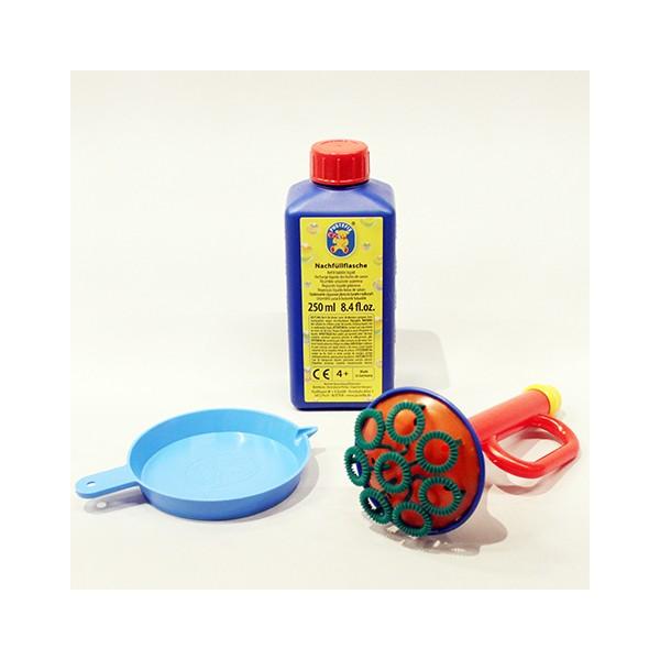 商品名：シャボン玉シャワーメーカー：PUSTEFIX(プスティフィックス)セット内容：ボトル補充液(250ml)×1、シャボン玉用ラッパ×1、お皿×1、サイズ：ラッパ15cmL製造国：ドイツお皿に補充液を出して楽しむシャボン玉です。ラッパの...