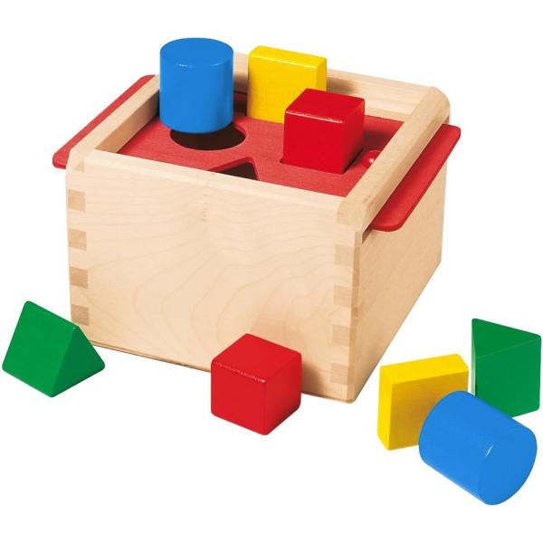 SEかたちの箱/セレクタ SELECTA/SE62005/シンプルな型はめボックス　扉はスライド式14×17×10cm　ピースは4種類各2個材質：カエデ・カバ合板対象年齢：1歳ころから中国製