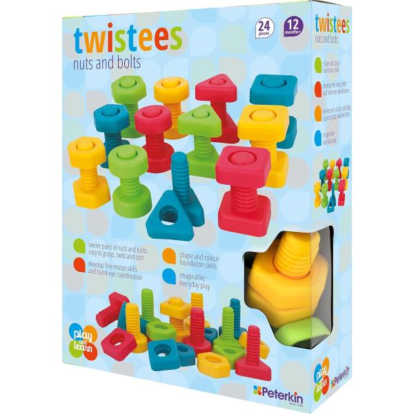 ツイスティーズ/ピーターキン/ PK0160/丸、三角、四角、六角形のネジにナットを取り付ける指先遊びピーターキン社は1948年創業のイギリスの会社です。可愛い赤ちゃんのお人形「ピーターキンベビー」が有名ですが、そんなピーターキンからプラス...