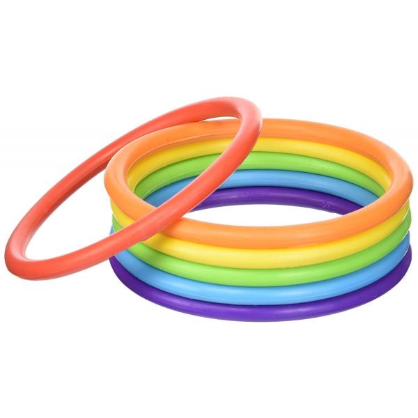 品名：アクティビティリングサイズ：外径16cm、輪の太さ1.2cm、重さ約55ｇ/1本あたり素材：ABSセット内容：6本(6色各1本)メーカー：GONGE(ゴンゲ)/デンマーク頭にのせて、床に置いて、腕に通して輪投げのように投げて…色々なあ...