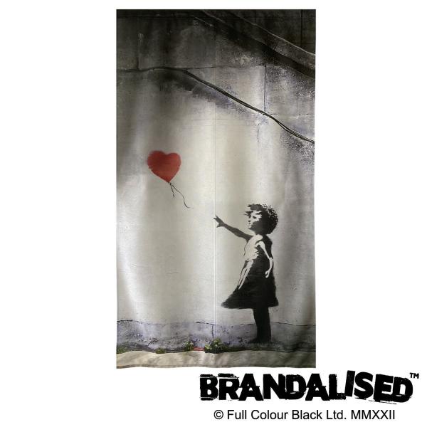 バンクシーのれん【 BRANDALISED のれん 】幅85cm×丈150cm　"Balloon girl"　スクリーン ストリートアート 正体不明10570921-juuku■サイズ・85cm×150cm■生産地：日本■素材：ポリエステル...