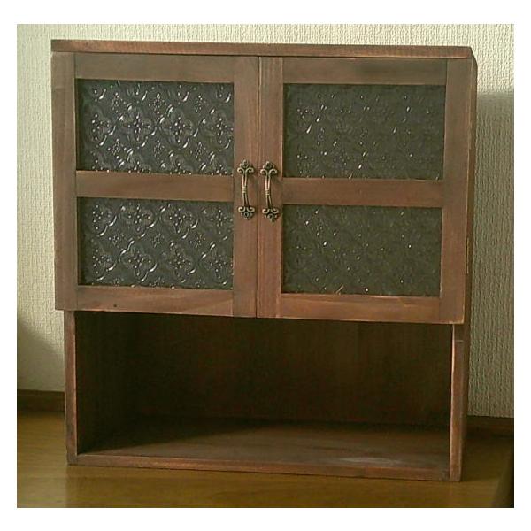 アンティーク(中古風仕上げ)＆レトロ木製フローラ＆キッチンキャビネットMC-106-BRブラウンミニ食器棚abide＜キャビネット キッチン 台所 整理 整頓 収納 食器 ＞アンティーク(中古風仕上げ)のレトロな雰囲気の花柄ガラスキャビネッ...