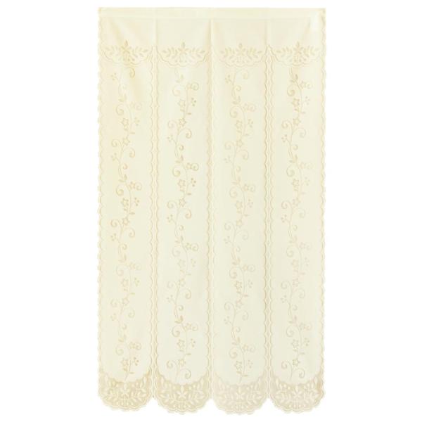 ベーシックなレースのれんです。4つに分けることができます。お好みの長さに、ハサミで簡単にカットできるタイプです。(生地に、3か所カットラインがあります)直径1.5cm程度までののれん棒・突っ張り棒（テンションポール)で簡単に取り付けできます...