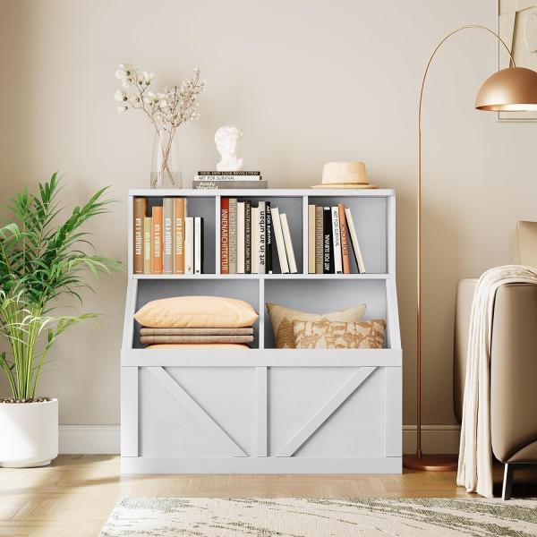 【取り出しやすい設計】高さ90cmのキッズ用絵本ラックは、お子様の目線に合わせた設計で、絵本の取り出しやすさ抜群。【安全なデザイン】低重心の三角形構造と壁に掛ける金具セット付きますので、本棚の前方転倒を効果的に防止できます。角部の丸み設計と...