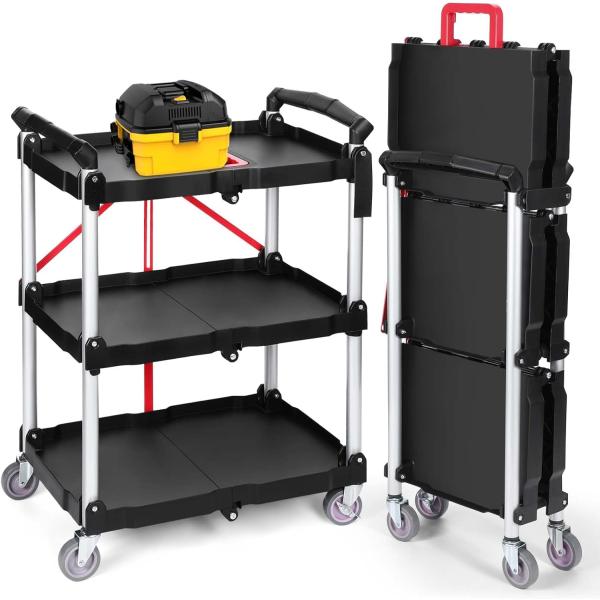 【発売日：2026年06月12日】【大容量3段カート】各棚の耐荷重は約26kg（58ポンド）、合計約80kg（176ポンド）まで対応。本・工具・スナックの収納に最適です。【360°旋回キャスター＆ロック付き2輪】スムーズな移動と確実な安定性...