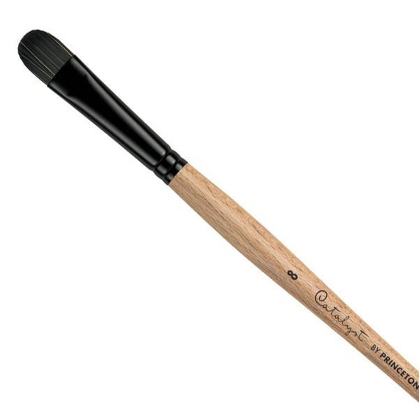 [仕様]　穂形：ショートフィルバート　号数：8　穂丈×幅（mm）：19.0×16.0　［用途］　水彩画、アクリル画、油彩画　カタリストシリーズの斬新な筆「ポリティップブラシ」は、豚毛の枝毛を忠実に再現し、非常にしっかりとした硬い毛質で有りな...