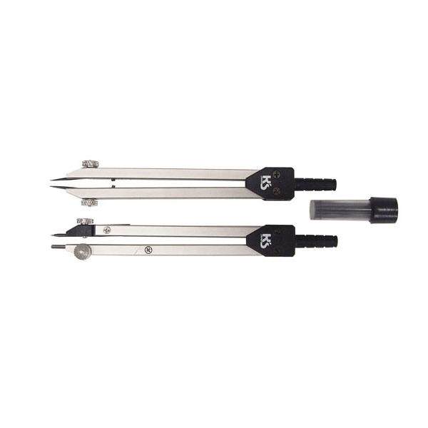 型番：210-0003　船舶試験用コンパス・デバイダー2本組　小型（75S）　頭部の自動中心機構に、デルリン樹脂製のダブルピニオン方式を採用。ホールド部は樹脂製。　デバイダー：先端の針にはL字針を採用し、針の脱落を防いでいます。　・ニッケル...