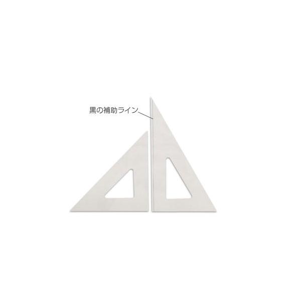型番：214-0033　船舶試験用三角定規30cm、2mm厚（黒線入S230B）　試験で使いやすい黒の補助ライン入りの三角定規。ボートスクールの要請で別製しました。補助ラインは5mm幅、コンパスローズや緯度線を求める際に使用。　本体：補助ラ...