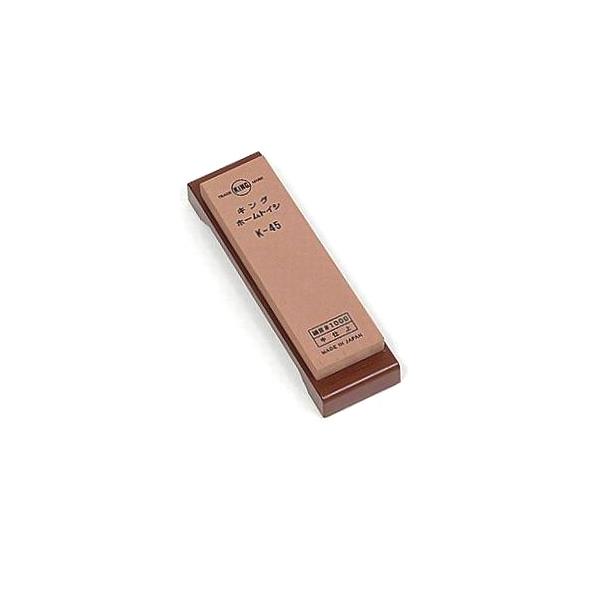 一般家庭用（ブリスターパック入り）　サイズ：176×52×15mm　粒度：#1000（中研ぎ用）　用途：打刃物・ステンレス刃物両用、各種包丁、かんな、のみ、おの、かま、その他、あらゆる刃物　キング砥石は、永年の経験を生かし研究をつみ重ね、最...