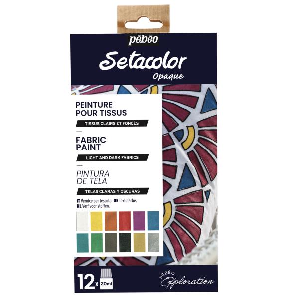 Setacolorセタカラー布用絵具 （手描きやステンシルに適した水性アクリル絵具）  絵具の乾燥後のごわつきがなく、生地の持つ風合いを損なうことがありません。  定着剤は不要で、混色も可能です。  アイロン定着後は、ご家庭での洗濯、および...