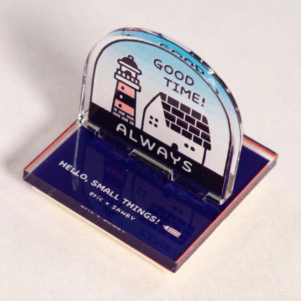 消しゴムはんこ作家・イラストレーター[eric]デザインのアクリルスタンド型スタンプ！アクリルスタンド台座にスタンプ印面がついているので飾っても捺しても楽しめます。スケジュール帳やノートを可愛らしくデコレーション、手作りカード作成にもオスス...