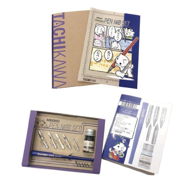漫画・イラストで人気のペン先を5種選別。　さらに、専用ペン軸・インク・原稿用紙がセットされた漫画ペン先セットです。　初めて漫画を描く人もこのセットがあればそのまま始められます。　【セット内容】　・サジペン　・Gペン　・Gペン (ニューム)　...