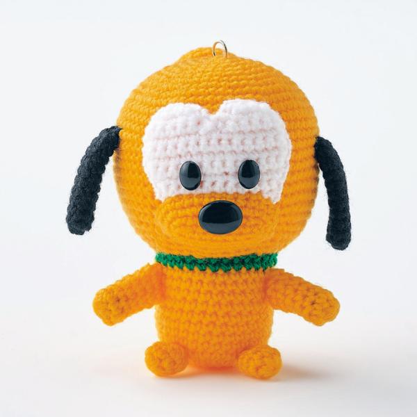 プルートの各パーツを、編み図通りに編んでいき各パーツを縫い付けて完成。つながるあみぐるみ手作りキットです。　[出来上がりサイズ]　約11.2cm×8.3cm×9cm　[キット内容]　毛糸（山吹）約18g　毛糸（黒）2g　毛糸（白）2g　毛糸...