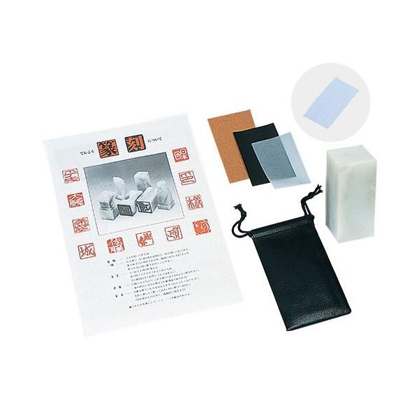 約35×35×80mm【セット内容】高麗石1、印材袋（75×120mm　ビニールレザー）1、紙ヤスリ、トレーシングペーパー、カーボン紙、説明書