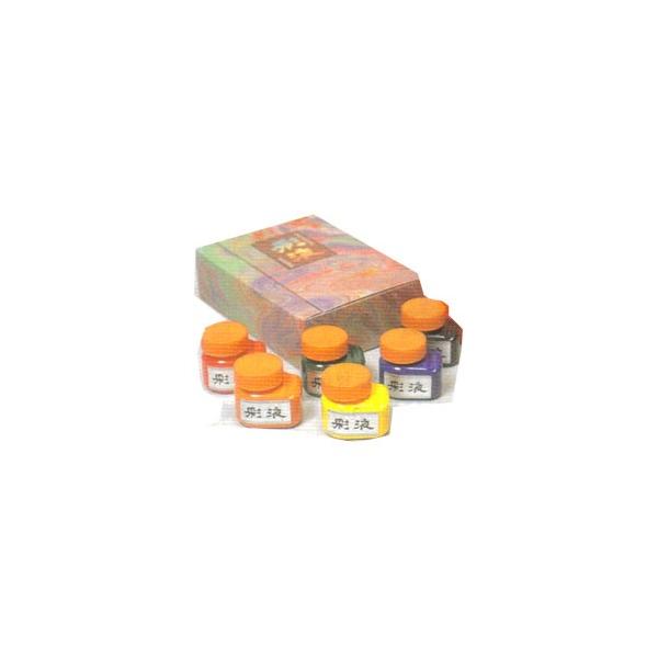 彩液/6色セット/70ml/筆6本付　セット色：赤、黄、青、橙、緑、黒　染料でなく、顔料で作られた水溶性インキです。混色も自由で色むらや筆あとが出ないように均一に染色できます。 【爆買】
