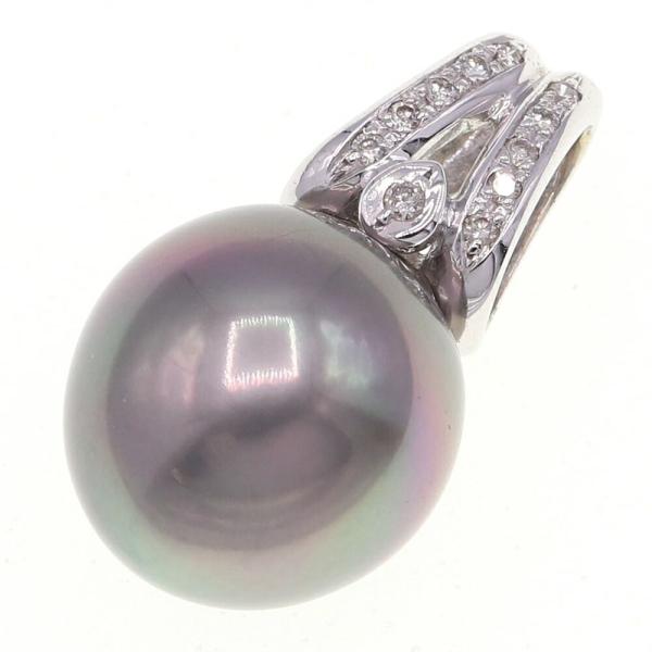 ブラックパール ダイヤモンド ペンダントトップ BP14mm D0.11ct K18 WG 中古 ネックレス アクセサリー ジュエリー 宝石 黒真珠 レディース チョーカー ペンダントヘッド BlackPearl Diamond商品ランク:...