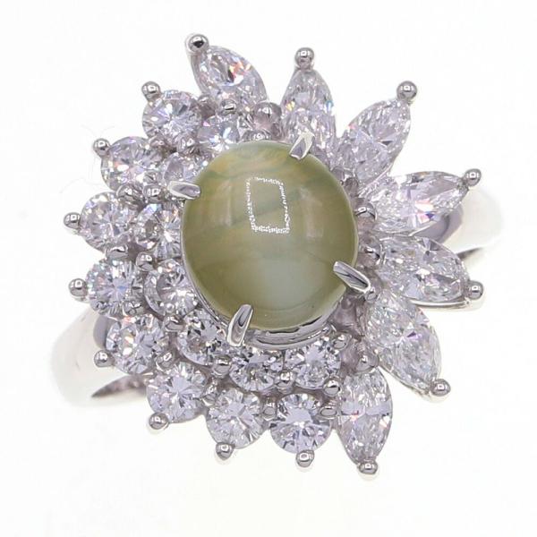 クリソベルキャッツアイ ダイヤモンド リング CE2.41ct D1.61ct Pt900 14.5号 ソーティング付き 中古 指輪 ジュエリー 宝石 レディース 女性 Chrysoberyl CatsEye Diamond商品ランク:中古...