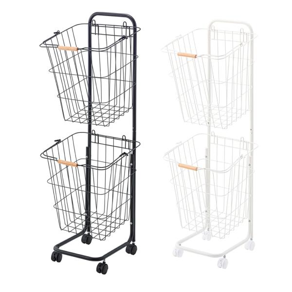 【サイズ】：約W37×D40×H107【重さ(kg)】：約3【素材】：スチール(粉体塗装)【組立】：組立【生産国】中国バスケットの取り外しやキャスター付きで移動もできるバスケットワゴン。リビングやバスルームで多目的に活躍してくれます。