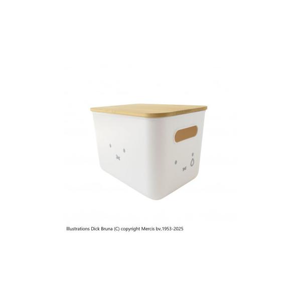 バンブーフタ付き収納ケースです。 生産国:中国 素材・材質:本体:ポリプロピレン樹脂、フタ:天然木(竹) 商品サイズ:185×270×185mm 重量:500g