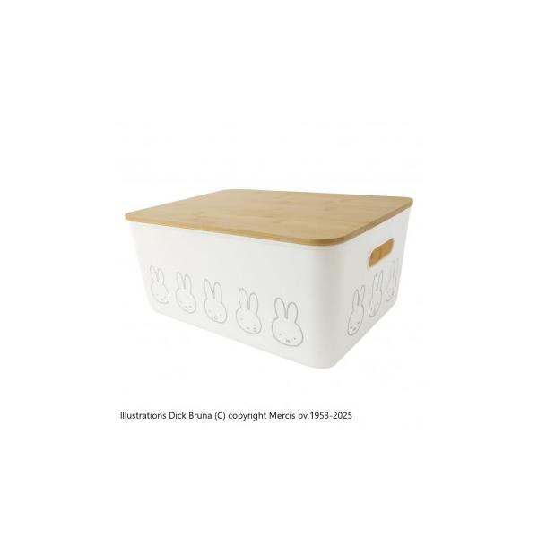 バンブーフタ付き収納ケースです。 生産国:中国 素材・材質:本体:ポリプロピレン樹脂、フタ:天然木(竹) 商品サイズ:265×370×205mm 重量:950g