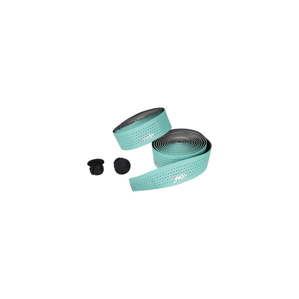 ・カラー：SEA FOAM GREEN(チェレステ)・表面：レザー調　・ロゴ：シルバープリント・スムーズな表面素材、クッション性にも優れたバーテープ。　・シルバーのロゴ入り　・バーエンドキャップ付属