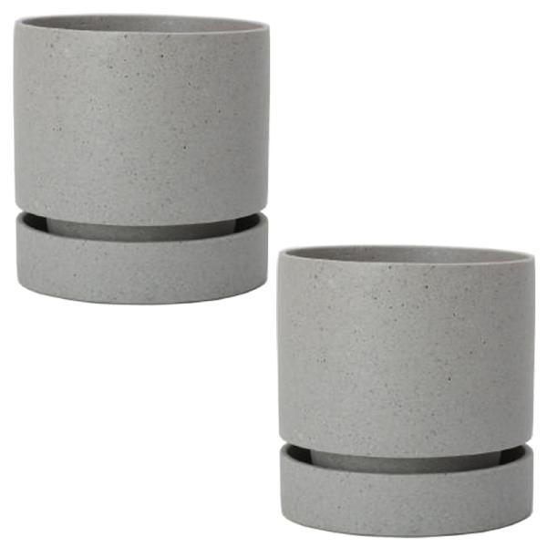 花・観葉植物用ポット エルミ 17 H polystone （2個入り） 18007 受皿付き （代引き不可） 小型ポット プランター FARM （p95）【代引き不可】　おしゃれで素敵なポット。お部屋のインテリアにガーデニングに。