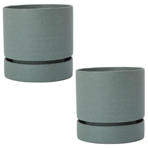 花・観葉植物用ポット エルミ 17 G polystone （2個入り） 18008 受皿付き （代引き不可） 小型ポット プランター FARM （p95）【代引き不可】　おしゃれで素敵なポット。お部屋のインテリアにガーデニングに。
