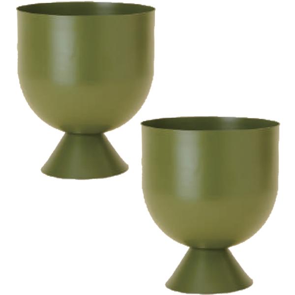 花・観葉植物用ポット ファリシア 19 G metal （2個入り） 23105 脚付き （代引き不可） 小型鉢カバー FARM （p151）【代引き不可】　おしゃれで素敵なメタルポット。お部屋のインテリアにガーデニングに。