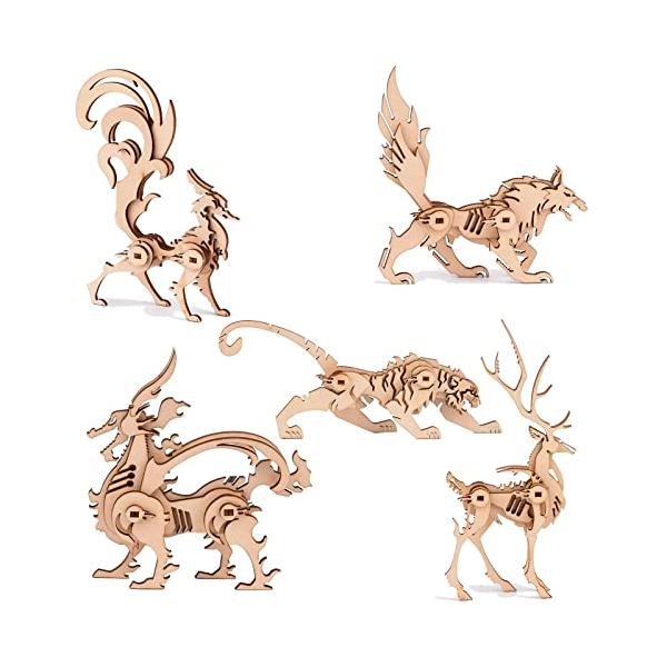 「商品情報」「主な仕様」ナチュラルカラーの木材を使用した立体的な動物5種のパズルセット。レーザーでパーツをカットしており、細やかな飾り切りが施されています。すこし複雑な作りになっているので、お子様の創造力や集中力を育むことができます。親子で...