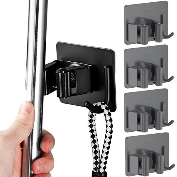 「商品情報」【ステンレス モップホルダー 4個セット 壁掛け 収納】・ステンレス製で耐久性が高い壁掛け用のモップホルダー4個セットです。ブラックとシルバーの2色をご用意いたしましたので、お好みにあわせてお選びください。・穴開け不要で、賃貸住...