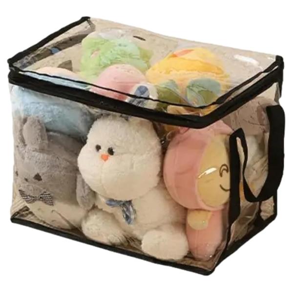 「商品情報」透明PVC素材のクリアバッグで収納ケースの中身が確認しやすく、ぬいぐるみやおもちゃを探す手間を減らし、ぬいぐるみ整理の負担を軽くすることができます。スクエアフォルムで置きやすく、子供部屋はもちろん、リビング収納や寝室の整理にもマ...